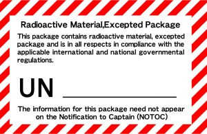 Radioactive Material Excepted Package Label – Gobo Trade Ltd.